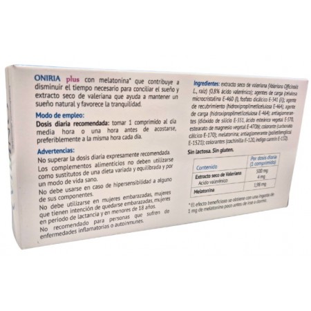 ONIRIA PLUS 30 COMPRIMIDOS RECUBIERTOS LIBERACION PROLONGADA ...